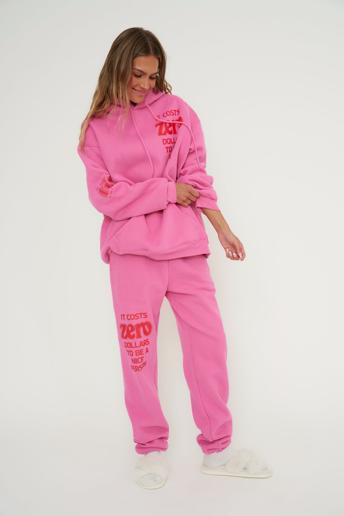 It Costs $0.00 To Be A Nice Person Pink Hoodie – The Mayfair Group LLC
