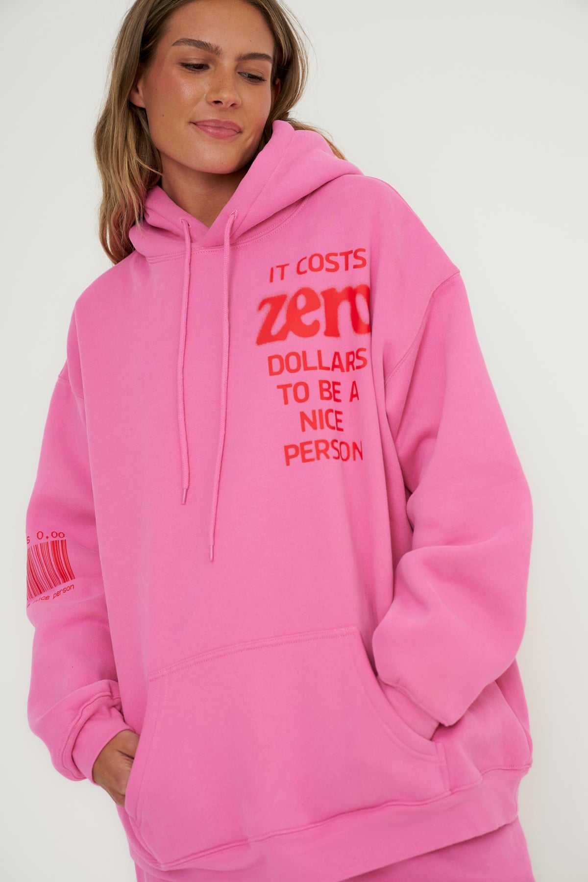 It Costs $0.00 To Be A Nice Person Pink Hoodie – The Mayfair Group LLC