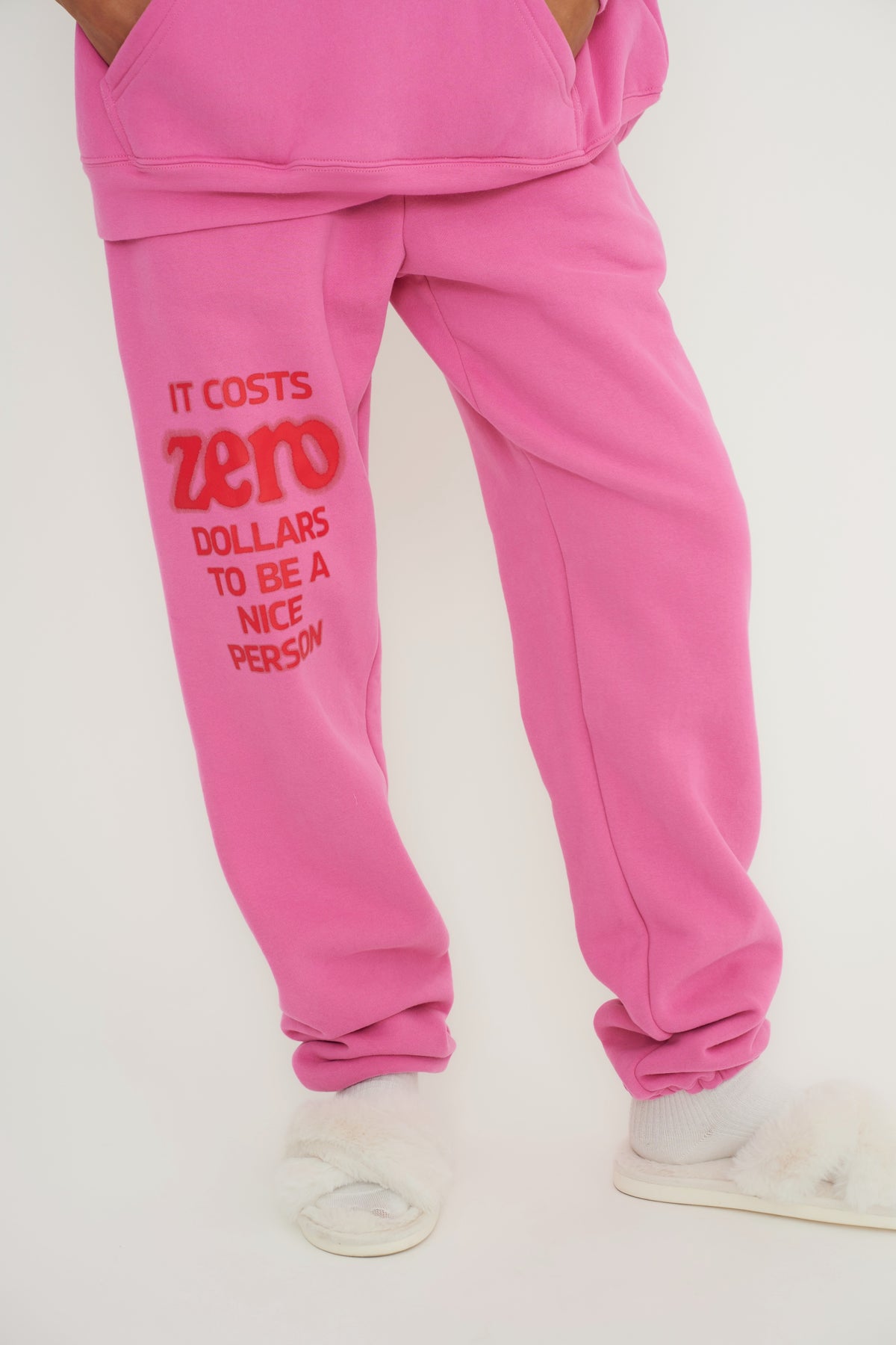 It Costs $0.00 To Be A Nice Person Pink Sweatpants – The Mayfair Group LLC
